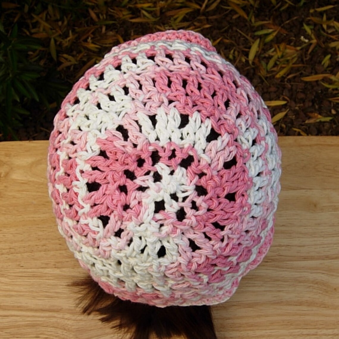 Light Pink & off White Summer Beach Sun Hat, 100% Cotton Lacy Women's ...