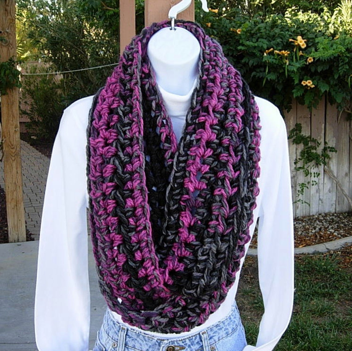 INFINITY SCARF Loop Cowl Black Dark & Light Gray Grey - Etsy