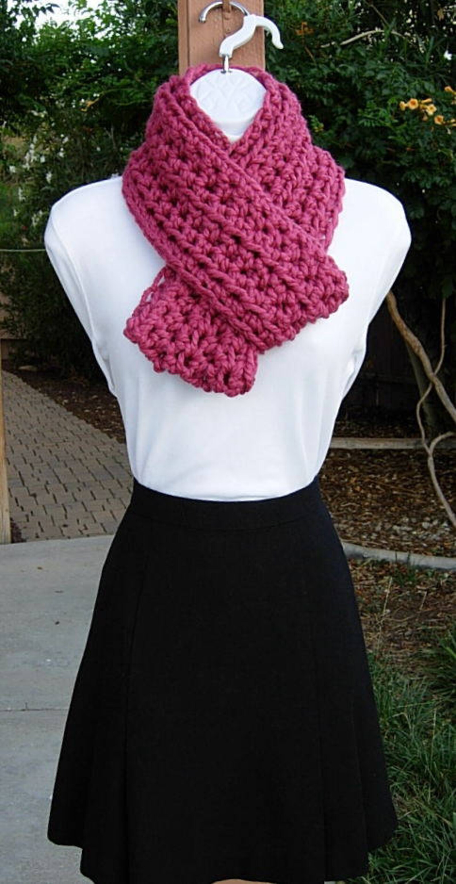 INFINITY LOOP SCARF Raspberry Dark Solid Pink Wool Blend | Etsy