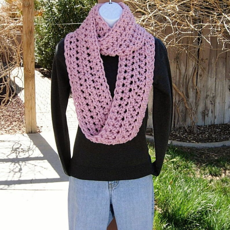 Light Solid Pink Infinity Scarf Handmade Cowl Loop Bulky - Etsy