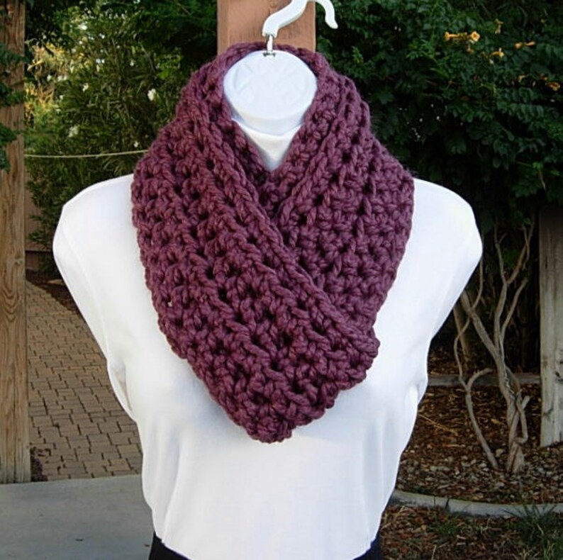 Purple Infinity Scarf Loop Cowl Solid Plum Bulky Soft Wool | Etsy