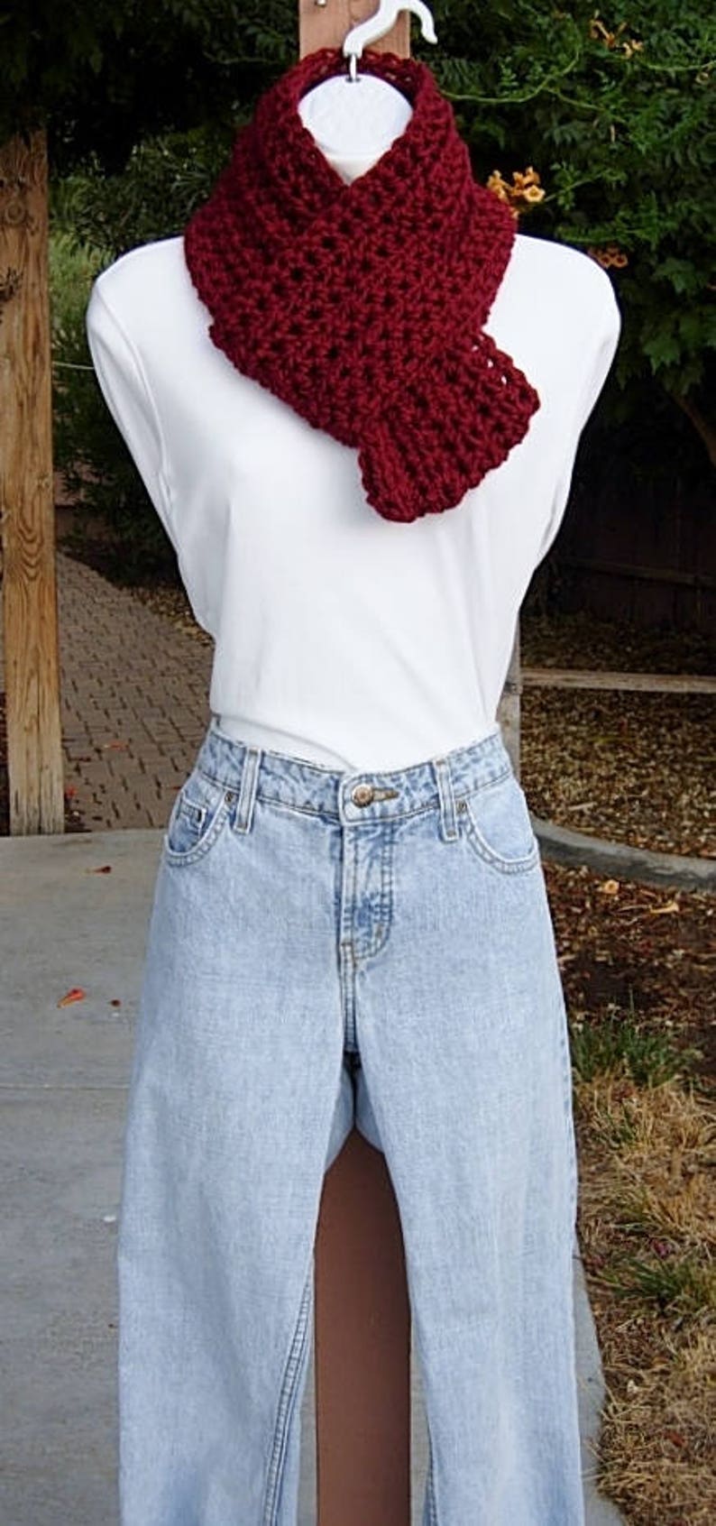 Solid Dark Red INFINITY SCARF Women's Extra Soft Acrylic | Etsy