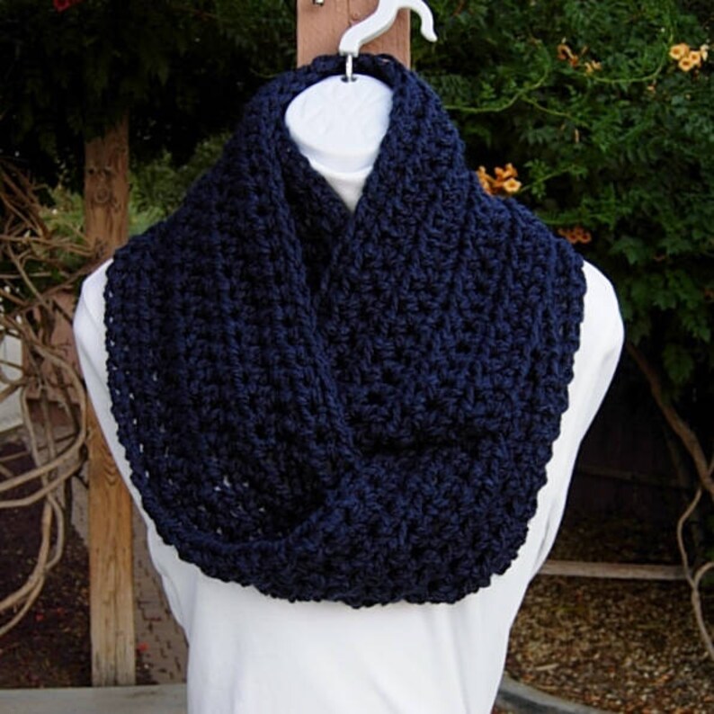 Solid Dark Navy Blue INFINITY SCARF Women's Extra Soft Loop Cowl ...
