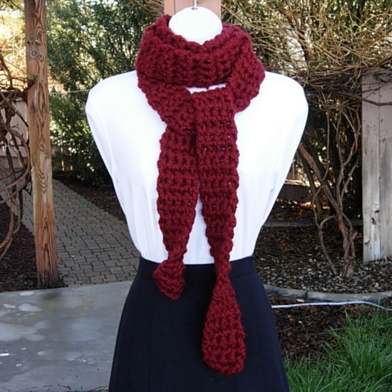 Extra Long & Skinny Scarf, Dark Solid Red, More Color Options, Soft ...