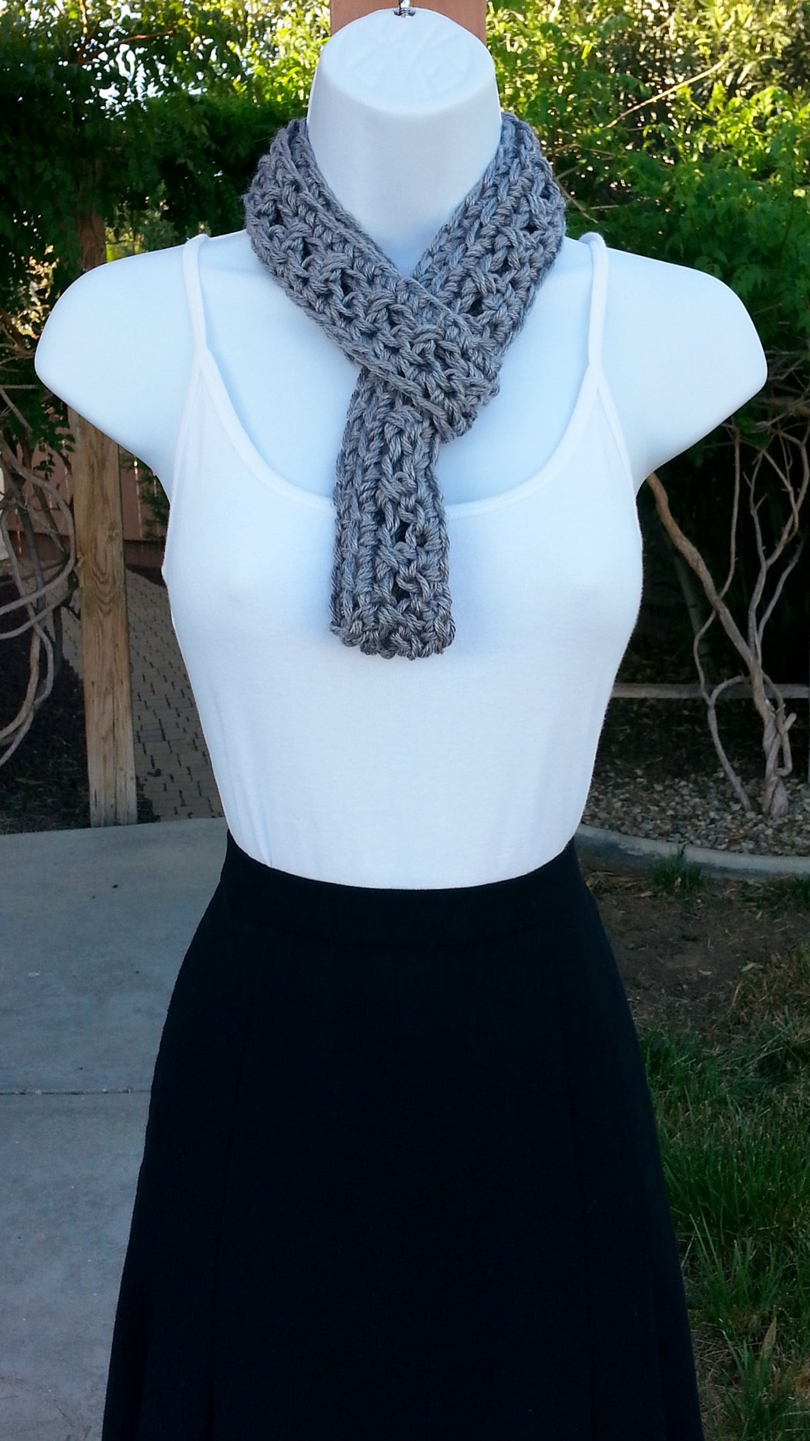 Small Gray SUMMER SCARF Infinity Loop, Women's Solid Grey Cowl, Soft ...