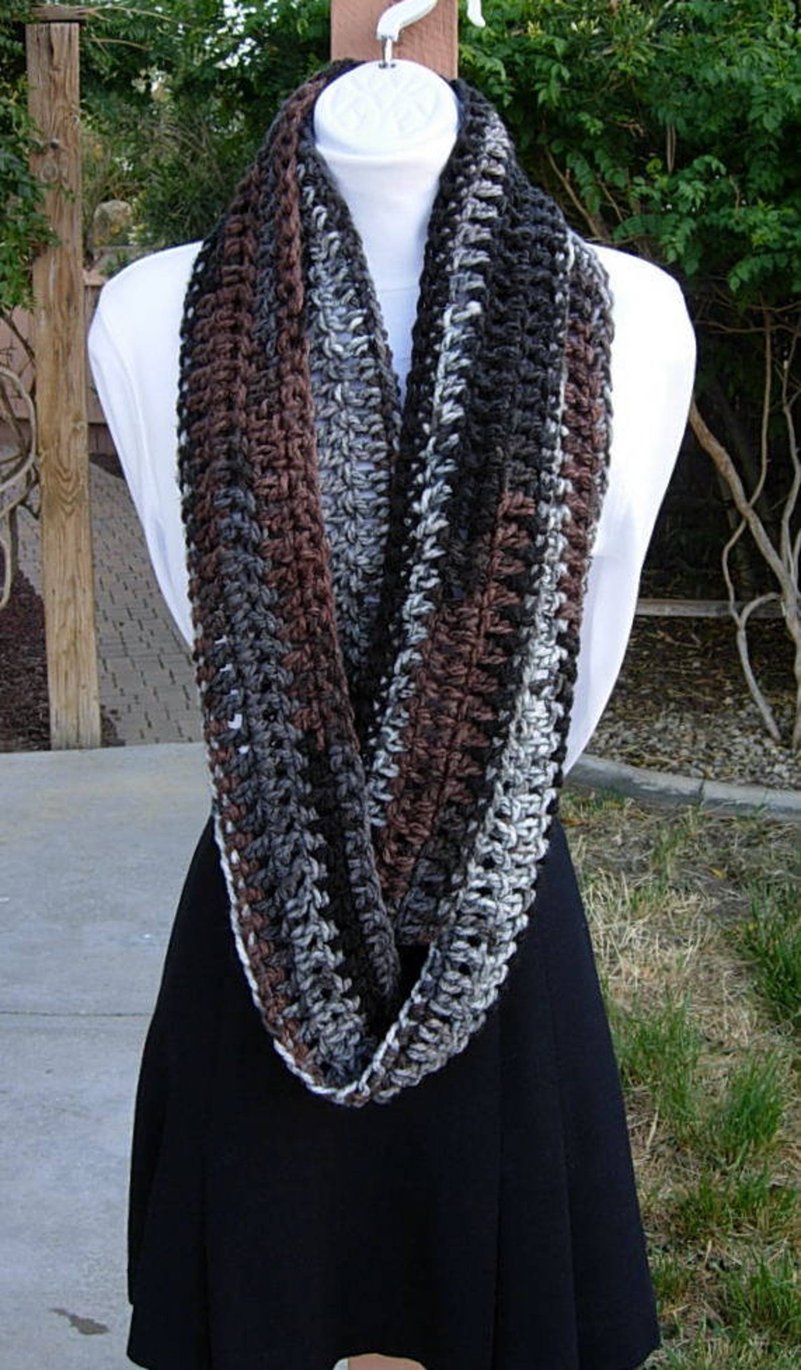 INFINITY SCARF Loop Scarf Cowl Grey Gray Black Brown White | Etsy