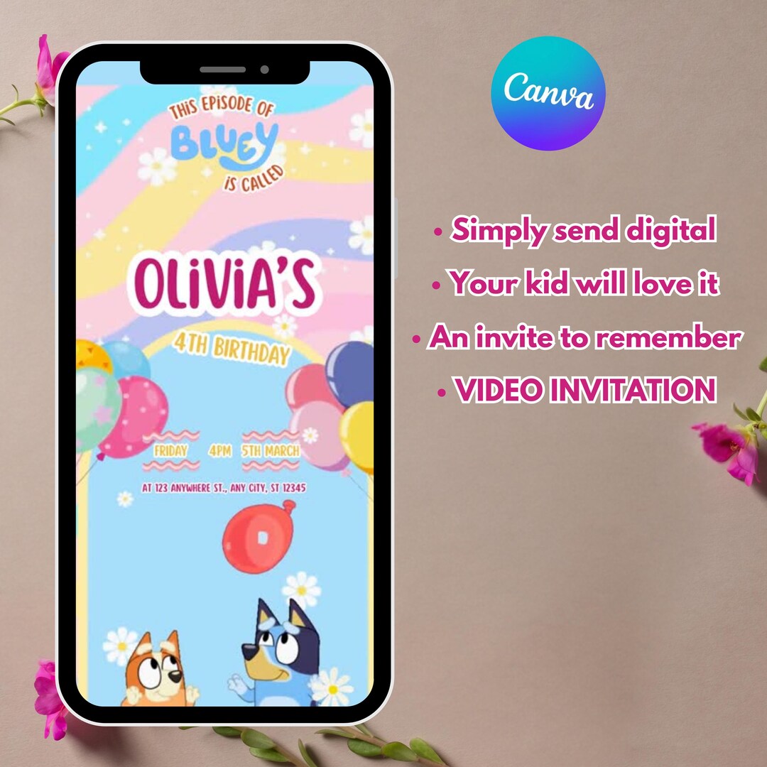 Twoey Birthday Invitation | Customizable Bluey Digital Invite Template ...