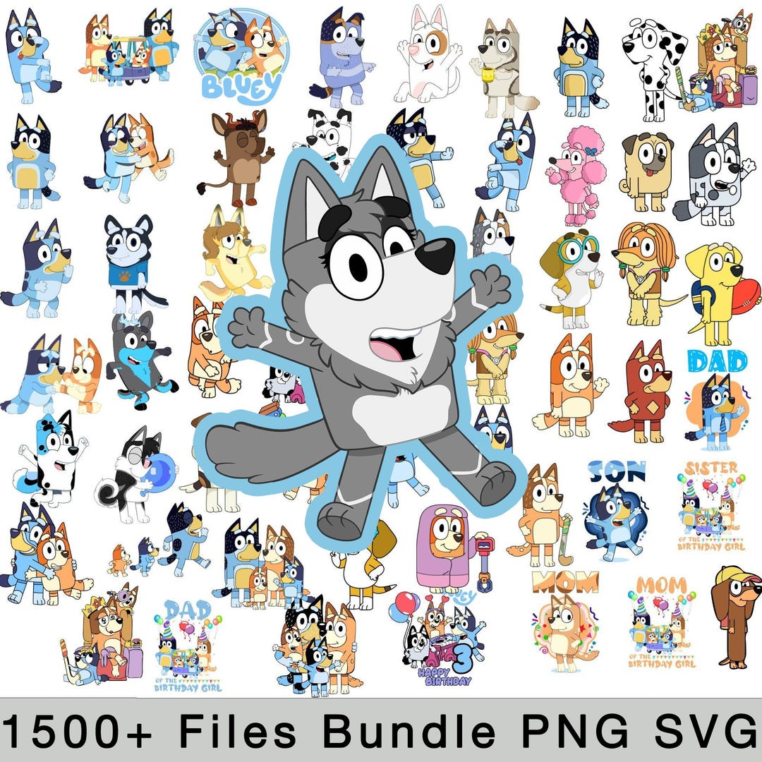 1500+ Bluey Bingo PNG Bundle, Bluey Cut Files for Cricut, Bluey Clipart ...