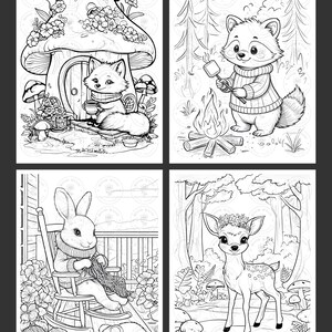 Cozy Woodland Creatures Coloring Pages – Cute Printable Coloring Book ...