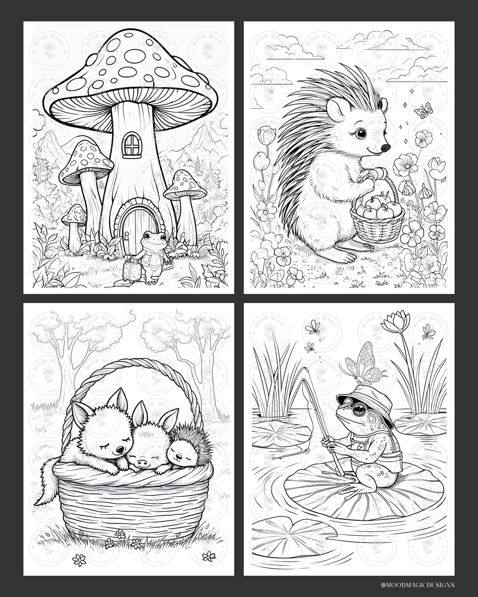Cozy Woodland Creatures Coloring Pages – Cute Printable Coloring Book ...