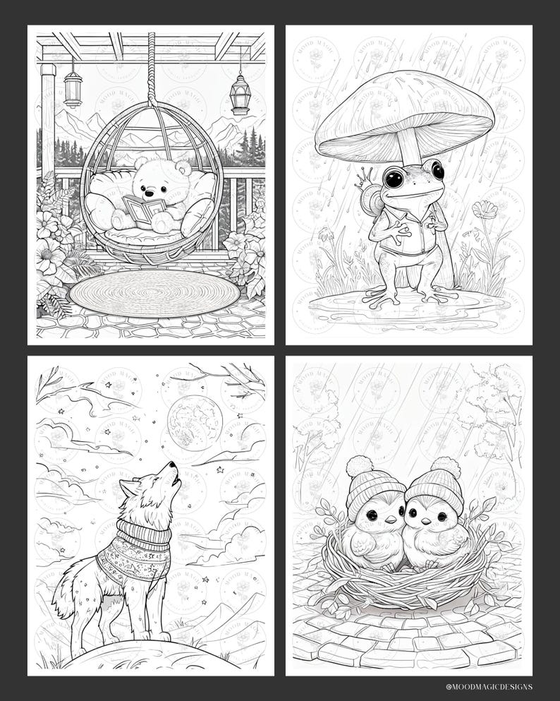 Cozy Woodland Creatures Coloring Pages – Cute Printable Coloring Book ...