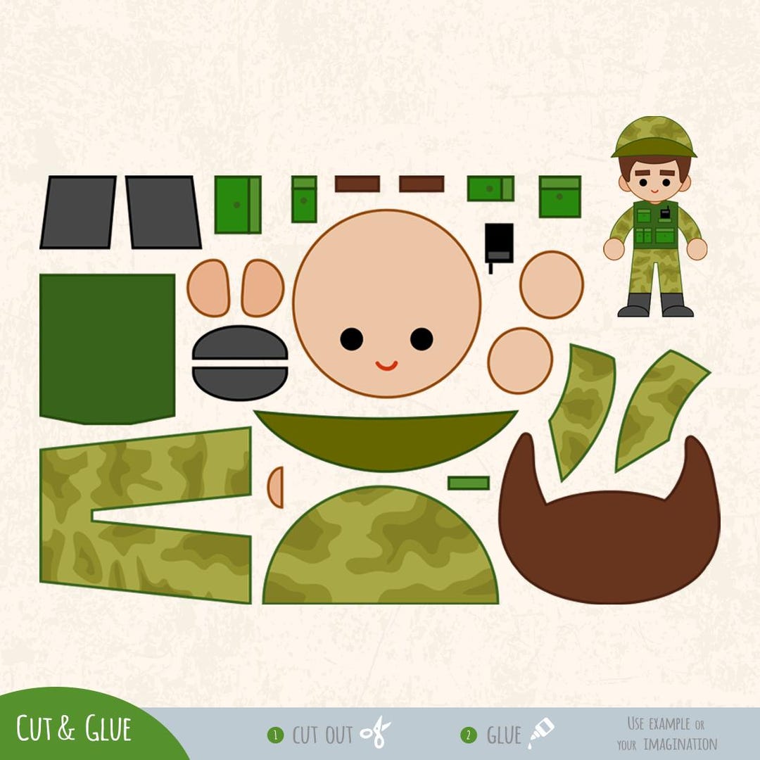 Soldier Paper Craft – Cut and Glue Activity for Kids - Etsy