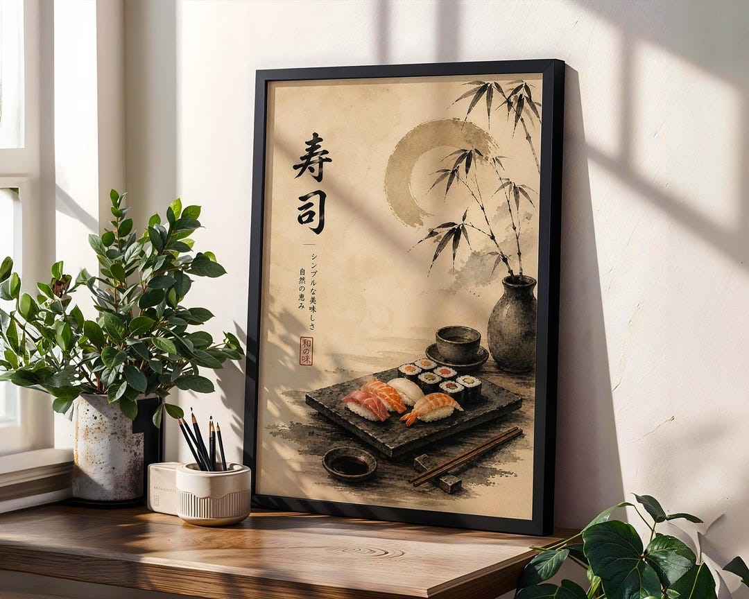 Japanese Sushi Wall Art Print (寿司 – Sushi), Japandi Kitchen Decor ...