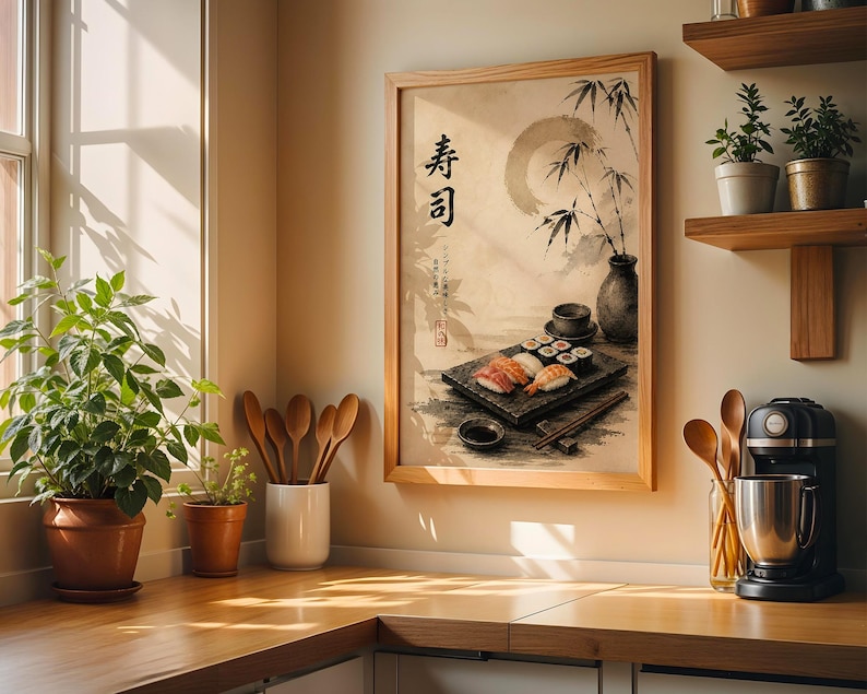 Japanese Sushi Wall Art Print (寿司 – Sushi), Japandi Kitchen Decor ...