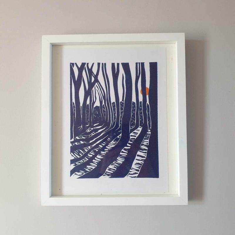 Trees Linocut - Etsy UK