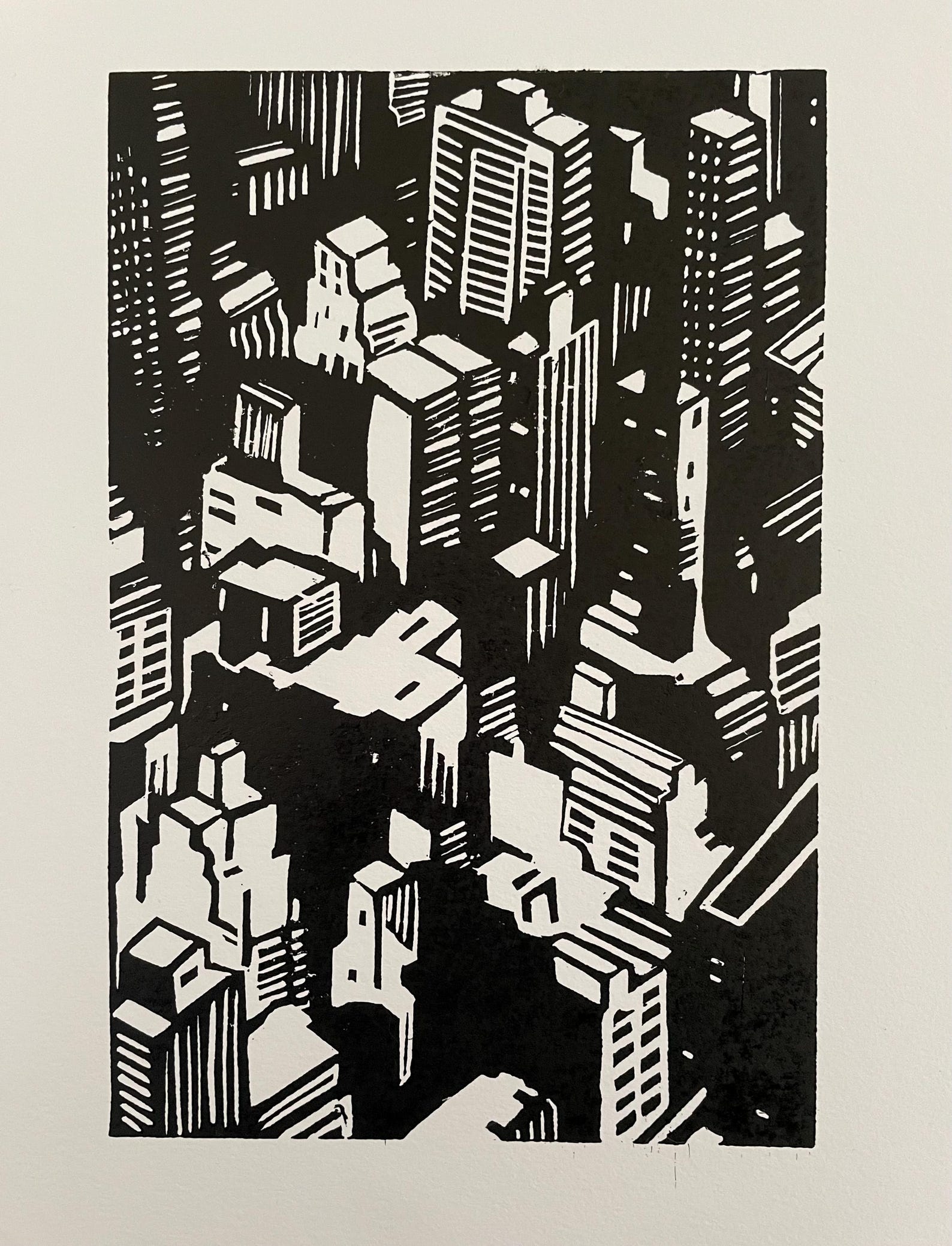 New York City, A4 Lino Print, Original Art, Lino Print Art, Buildings ...