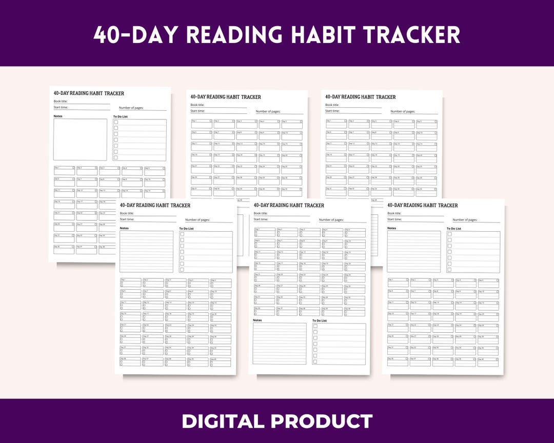 40 Day Reading Habit Tracker Challenge | Minimalist Reading Digital ...