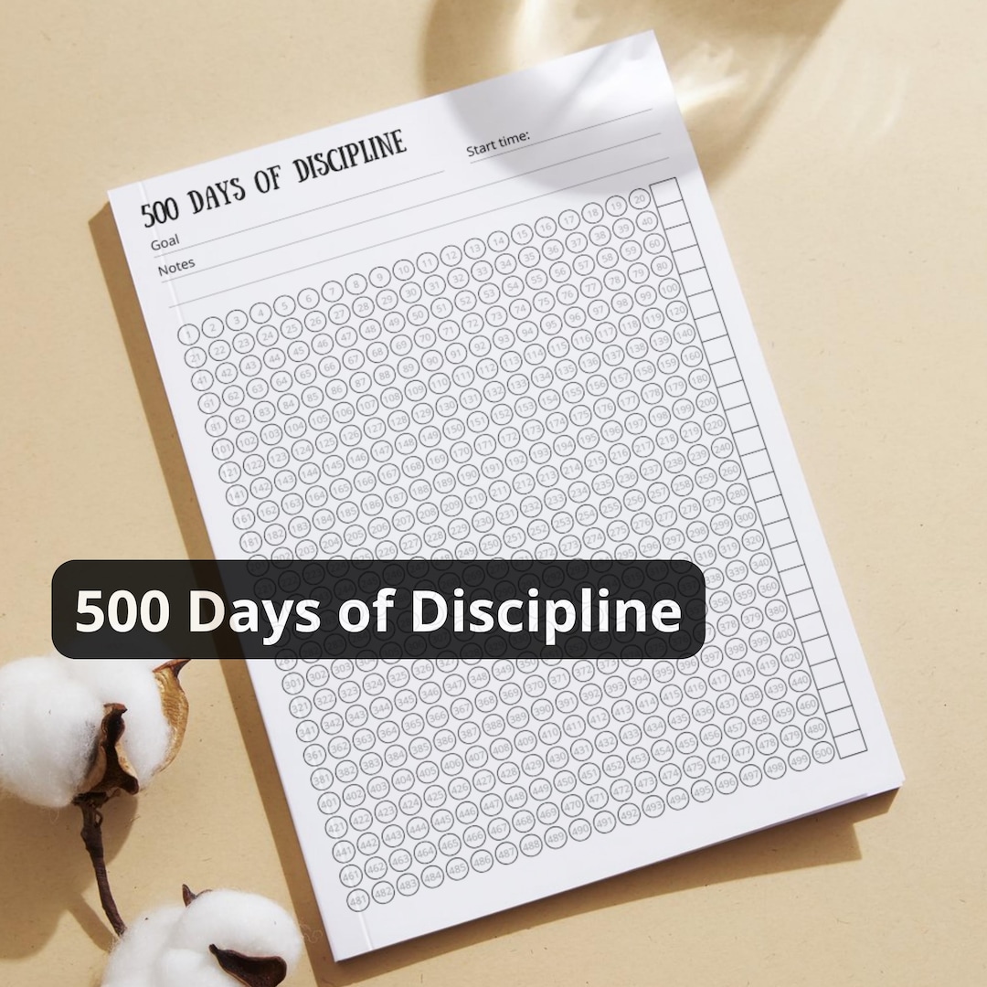 500 Days of Discipline | Long Challenge Printable Tracker | Long Term ...