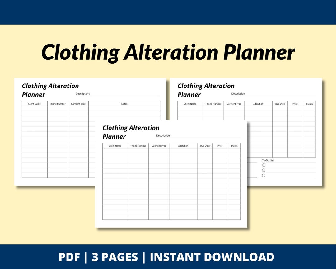 Clothing Alteration Planner | Sewing Business Organizer - Etsy