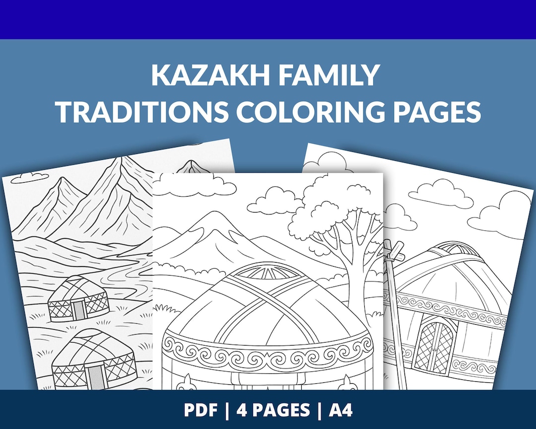 Kazakh Family Traditions Coloring Pages | Kazakh Yurt Coloring Sheets ...