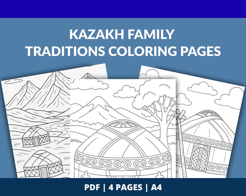 Kazakh Family Traditions Coloring Pages | Kazakh Yurt Coloring Sheets ...