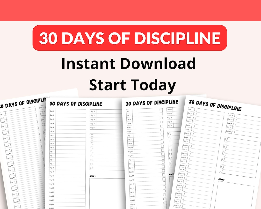 30 Days of Discipline | 30-day Challenge Printable | Daily Habit ...