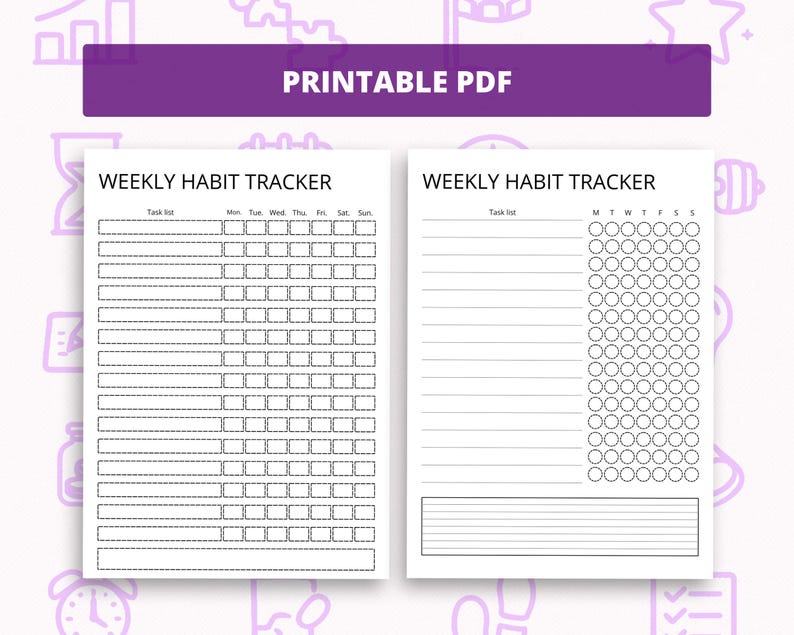 Printable Habit Tracker 2026 | Weekly To-do List & Productivity Planner ...