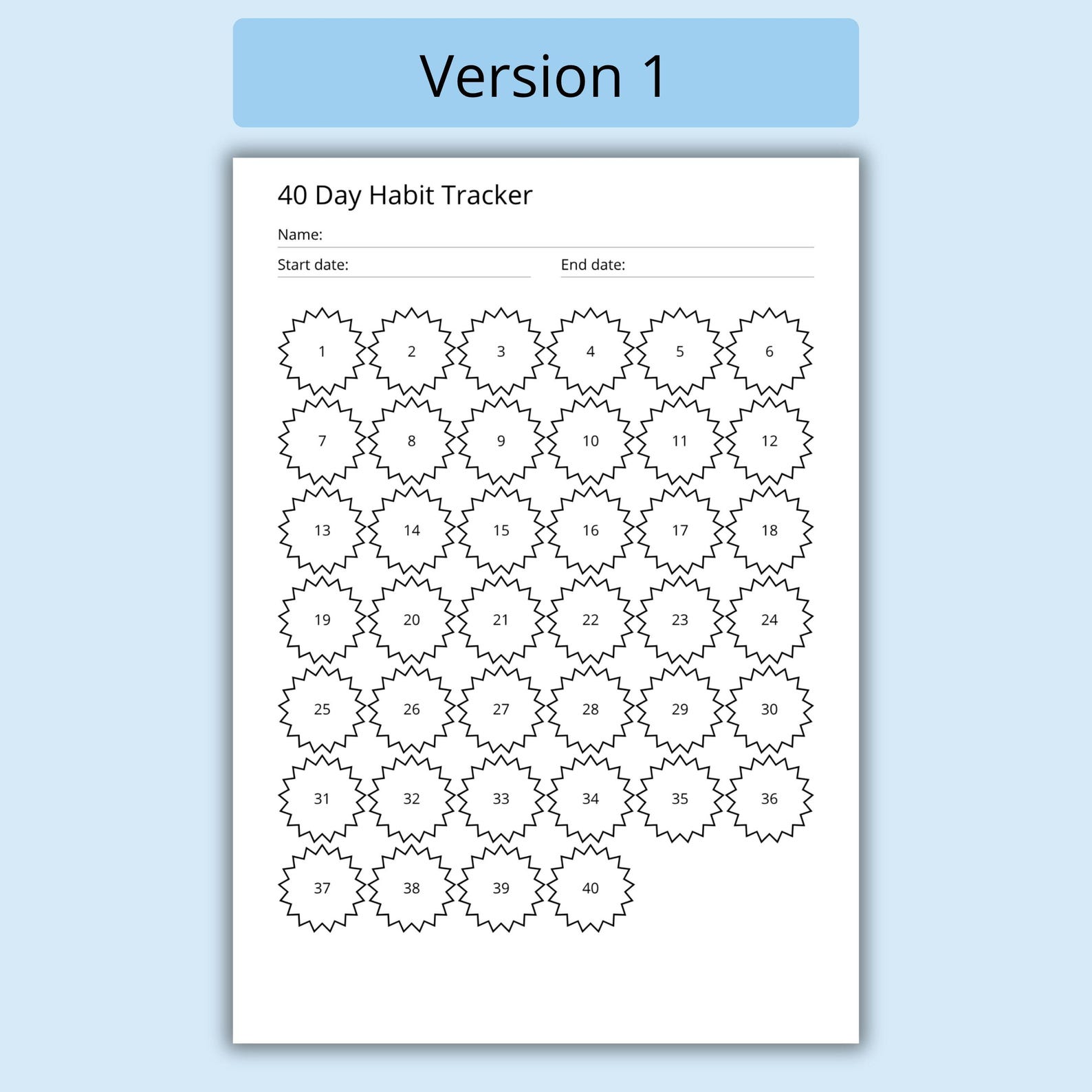 40 Day Habit Tracker | Daily Progress Tracker | 40 Day Motivation ...