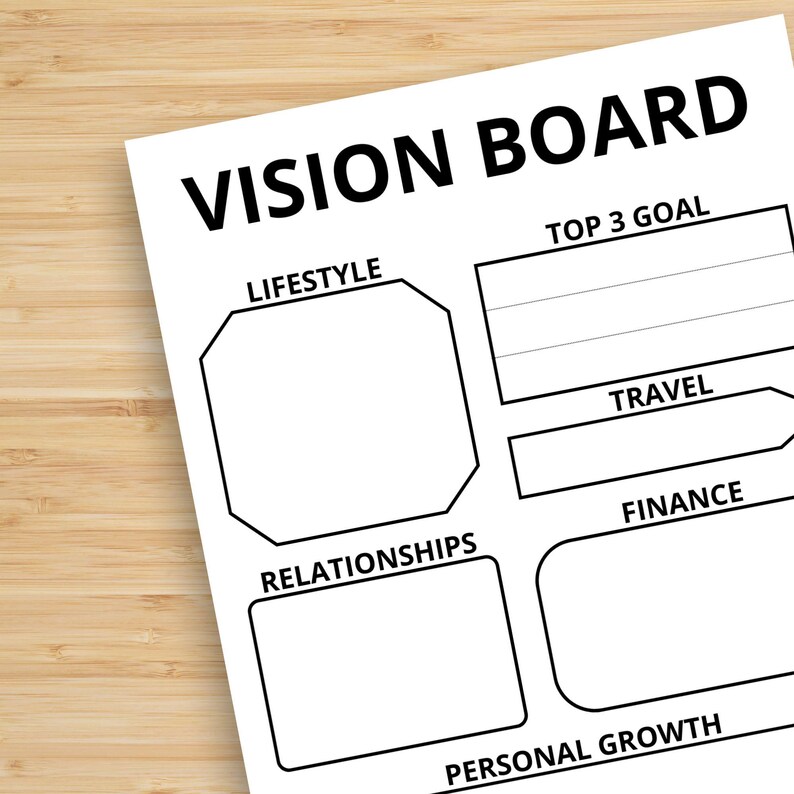 Vision Board Printable | Dream Goals & Life Planning PDF A4 - Etsy