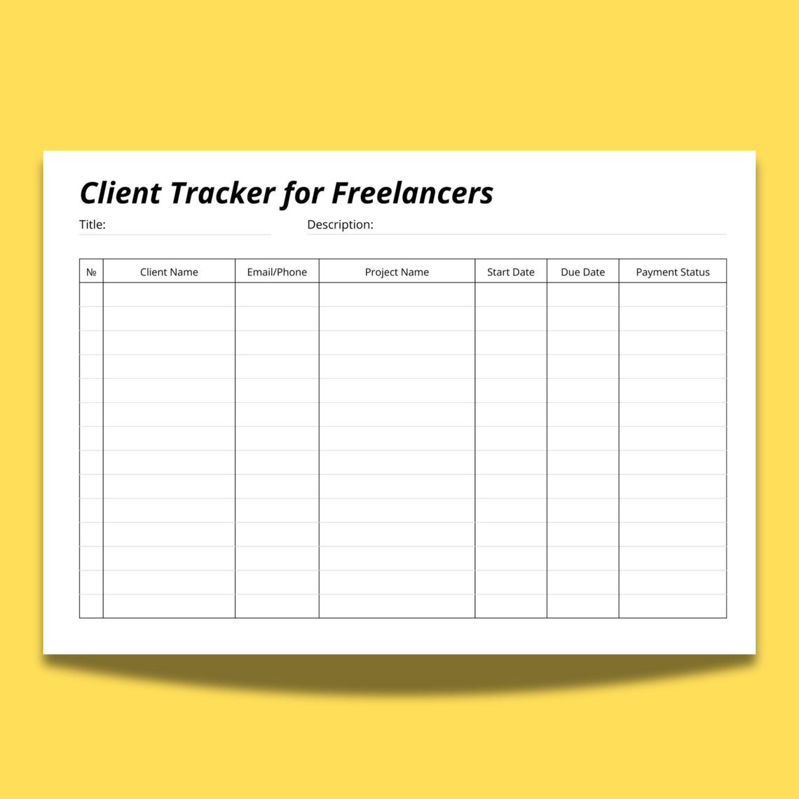 Printable Freelancer Client Tracker | Client Contact Sheet - Etsy