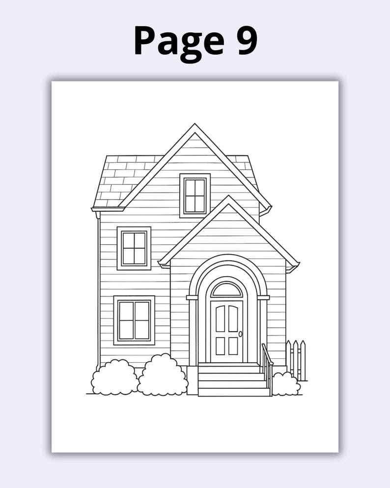 House Coloring Pages Printable PDF | Home & Building Coloring Sheets - Etsy