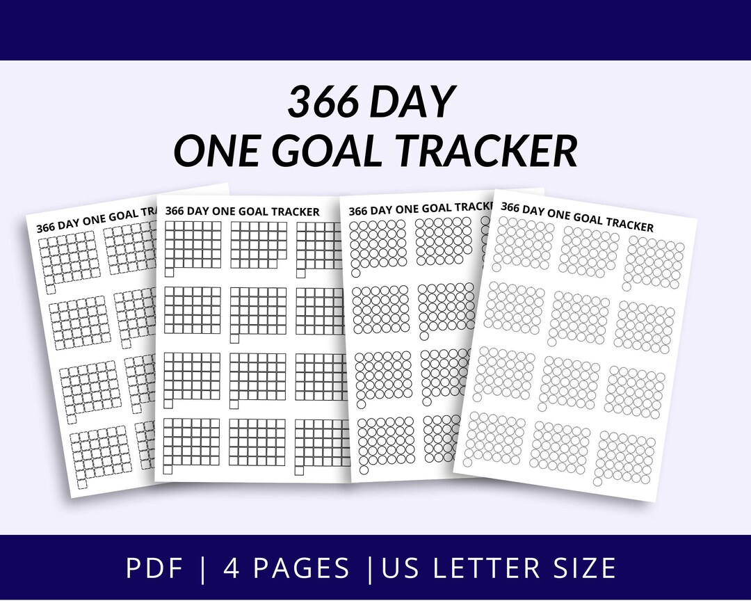 366 Day Goal Tracker Printable | One Year Action Sheet (PDF) - Etsy