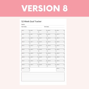 52 Week Goal Tracker | 52 Week Challenge Tracker Pdf | 52 Week Personal ...