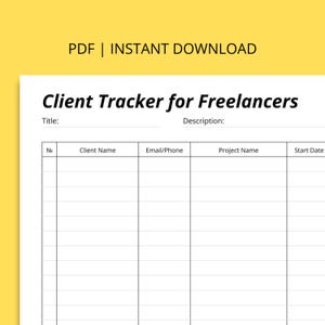 Printable Freelancer Client Tracker | Client Contact Sheet - Etsy