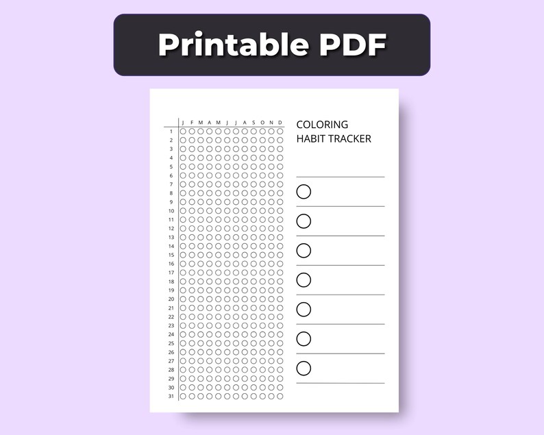 One Goal 365 Day Habit Tracker | Annual Coloring Printable PDF 2026 ...