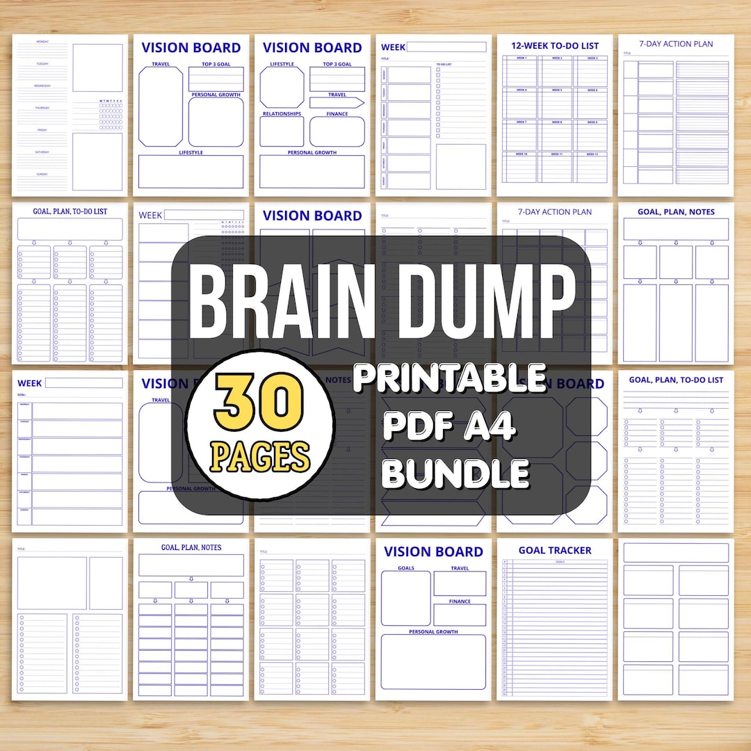 Brain Dump Worksheet for Daily Reflection and Productivity | Printable ...
