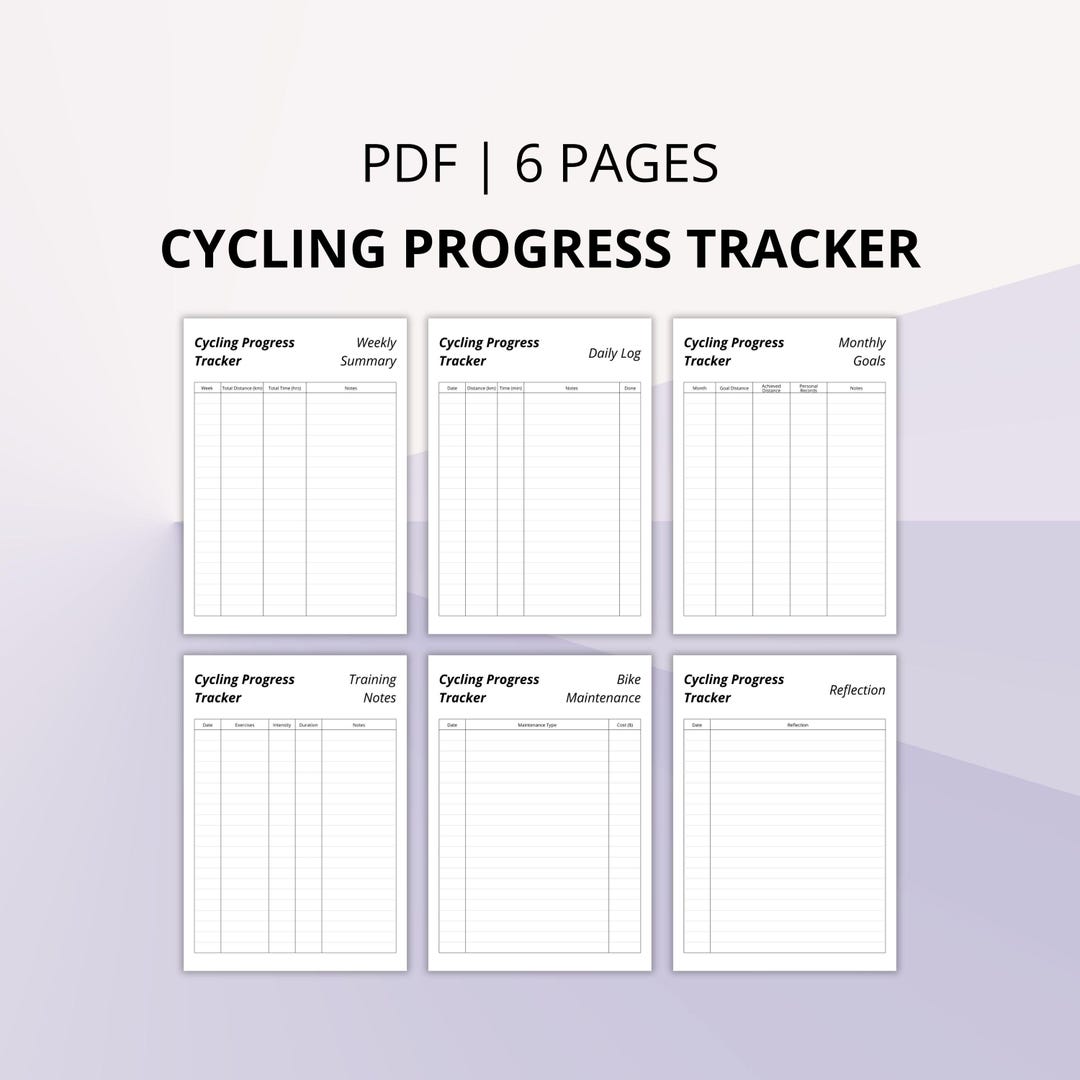Cycling Progress Tracker PDF: Bike Maintenance Journal (A4 Digital ...