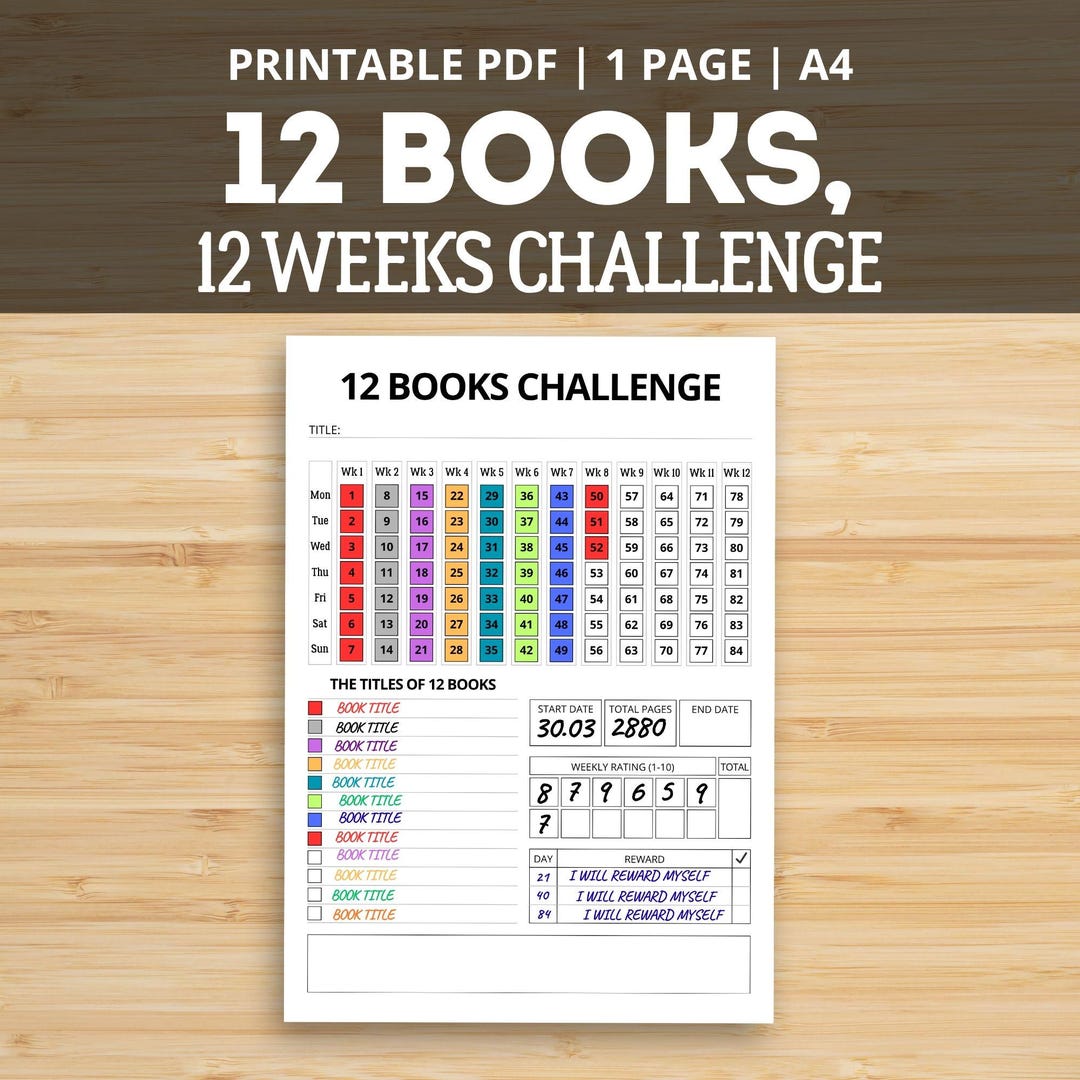 Daily Reading – 12 Week Challenge | Book Lovers Planner Printable PDF ...