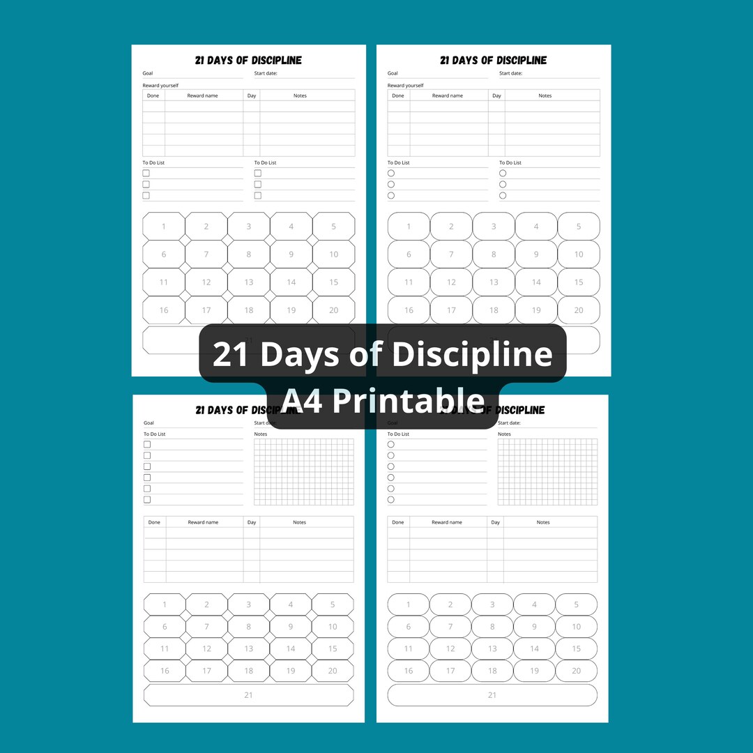 21 Days of Discipline | A4 Habit Tracker PDF | 21 Day Task ...