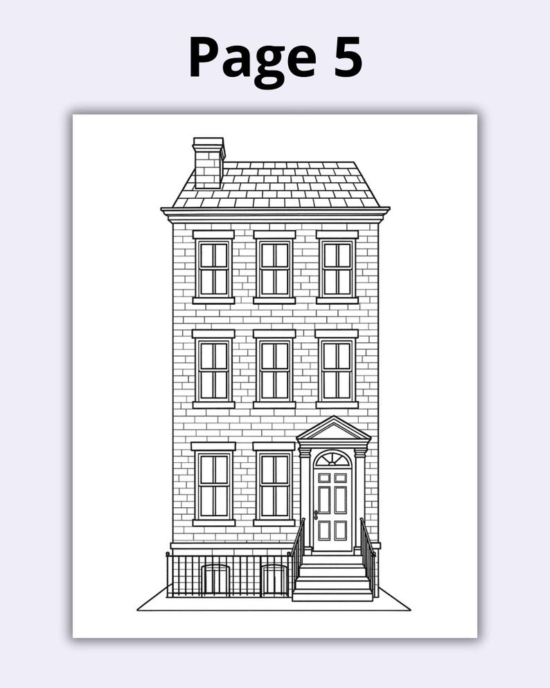 House Coloring Pages Printable PDF | Home & Building Coloring Sheets - Etsy