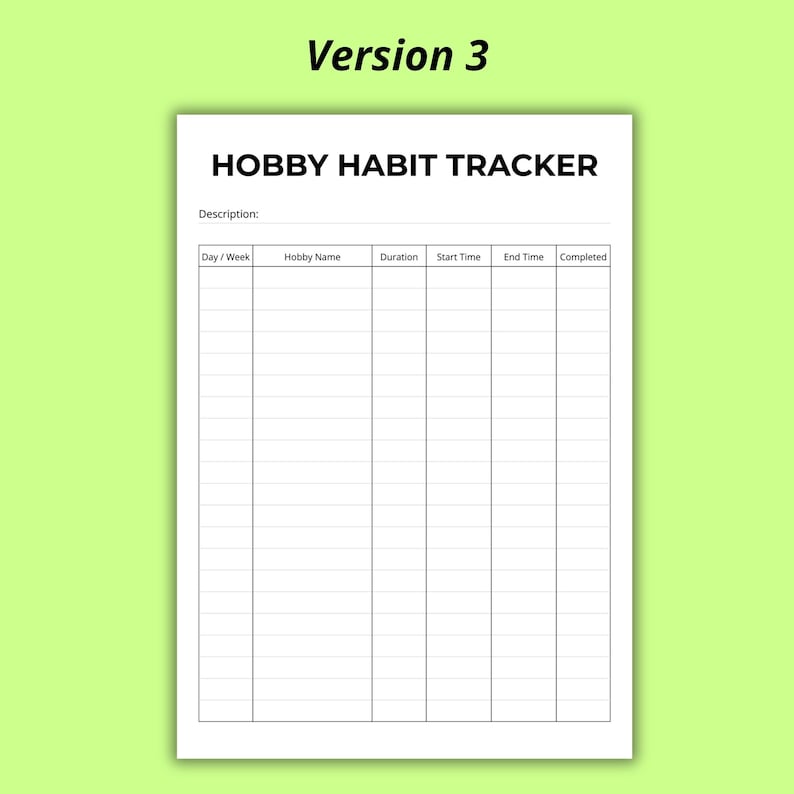 Hobby Habit Tracker 2025 | Printable Daily Hobby Log | Creative Routine ...