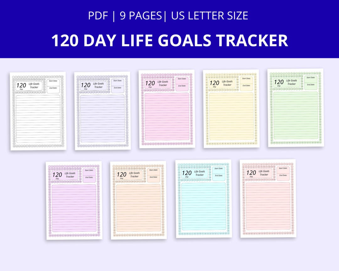 120 Day Life Goals Tracker | Printable PDF - Etsy