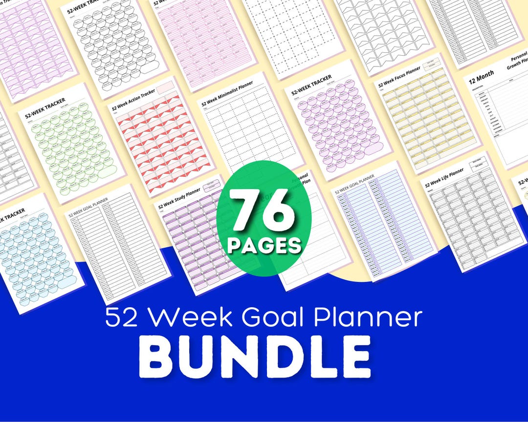 52 Week Goal Planner Bundle: Self Growth & Productivity (PDF Download ...