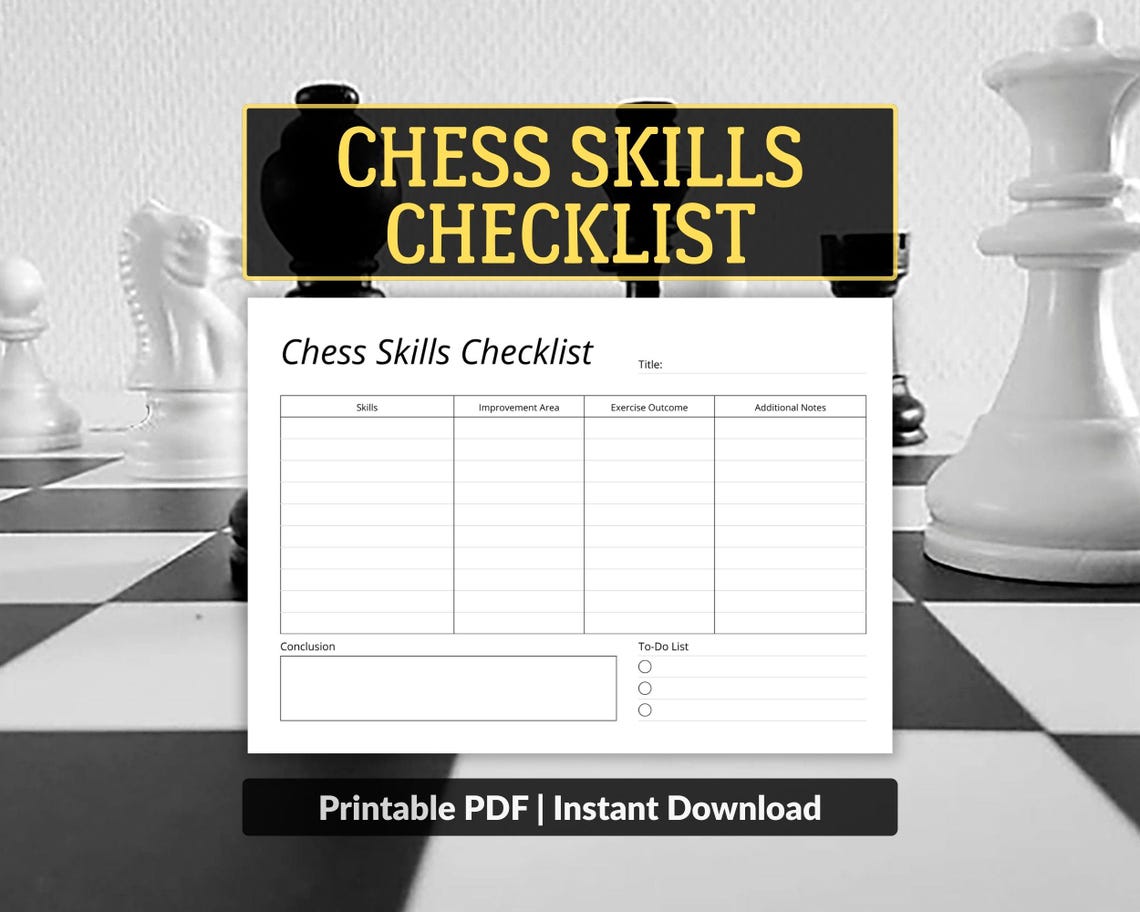 Chess Skills Checklist 2026: Beginner Chess Goals Tracker (PDF Download ...