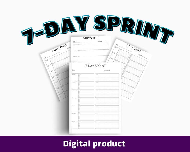7-day Sprint | Weekly to Do List | Printable Weekly Schedule | Weekly ...