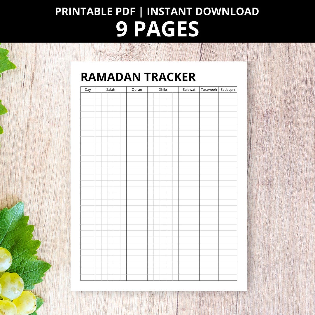 2026 Ramadan Tracker Printable | Daily Salah, Quran & Dhikr Checklist ...