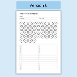 40 Day Habit Tracker | Daily Progress Tracker | 40 Day Motivation ...