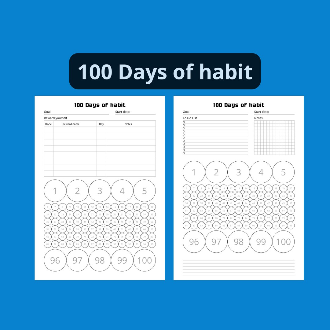 100 Day Habit Tracker PDF | Self Discipline Tracker | 100 Day ...