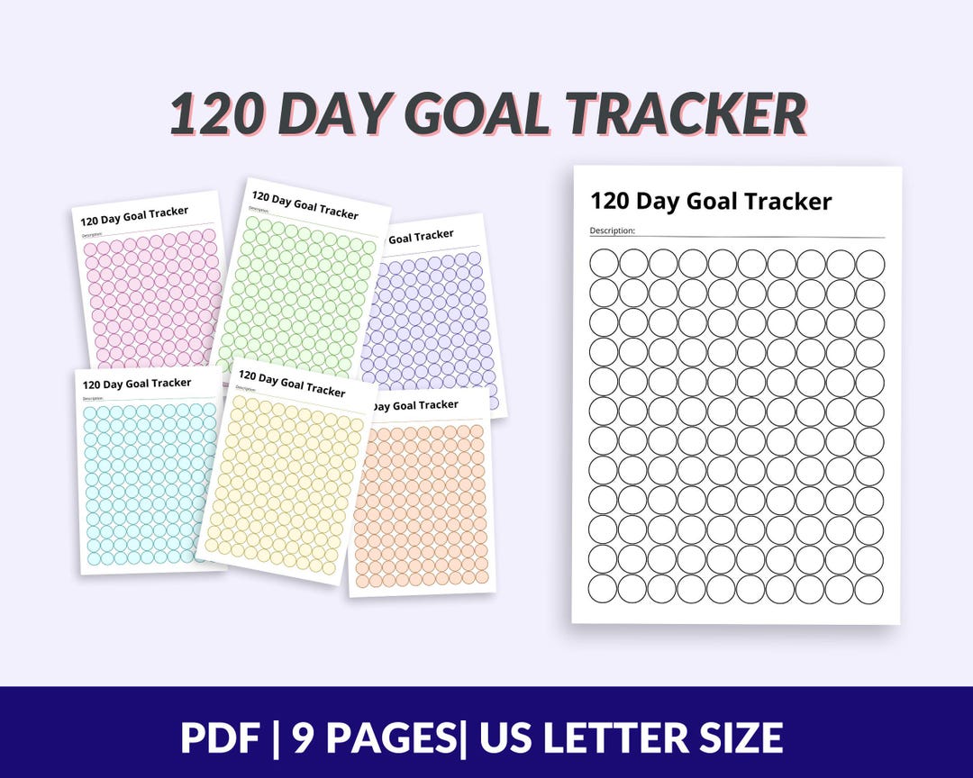 120 Day Goal Tracker Printable | Motivation Checklist (PDF) - Etsy