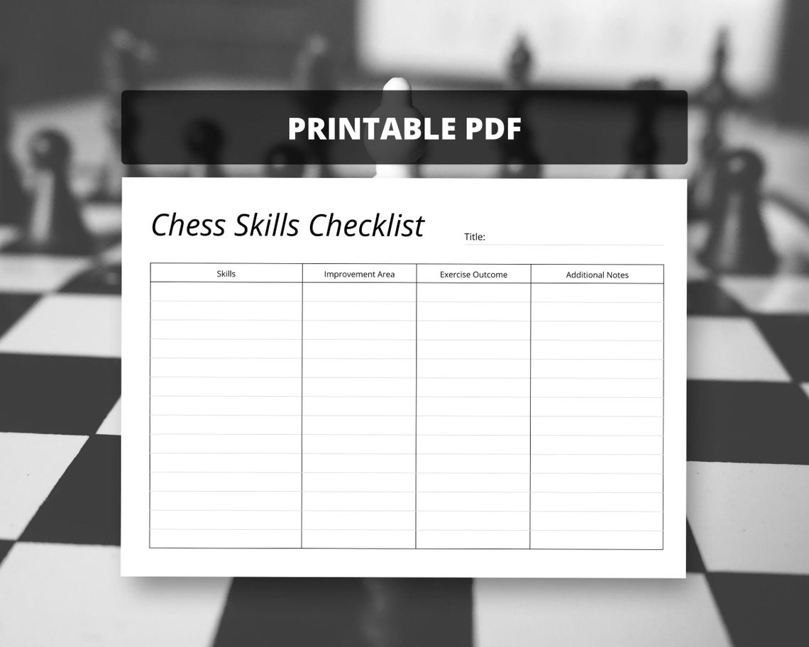 Chess Skills Checklist 2026: Beginner Chess Goals Tracker (PDF Download ...